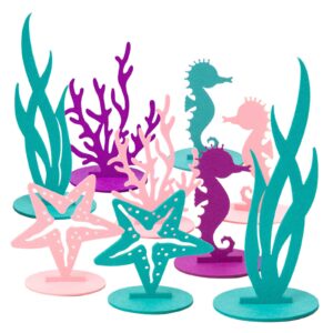 sunbeauty 20pcs mermaid party decoration diy felt table centerpiece under the sea baby shower little mermaid girl birthday party supplies