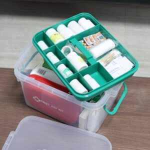 Vababa Clear First Aid Box, Plastic Storage Container with Locking Lid & Handle