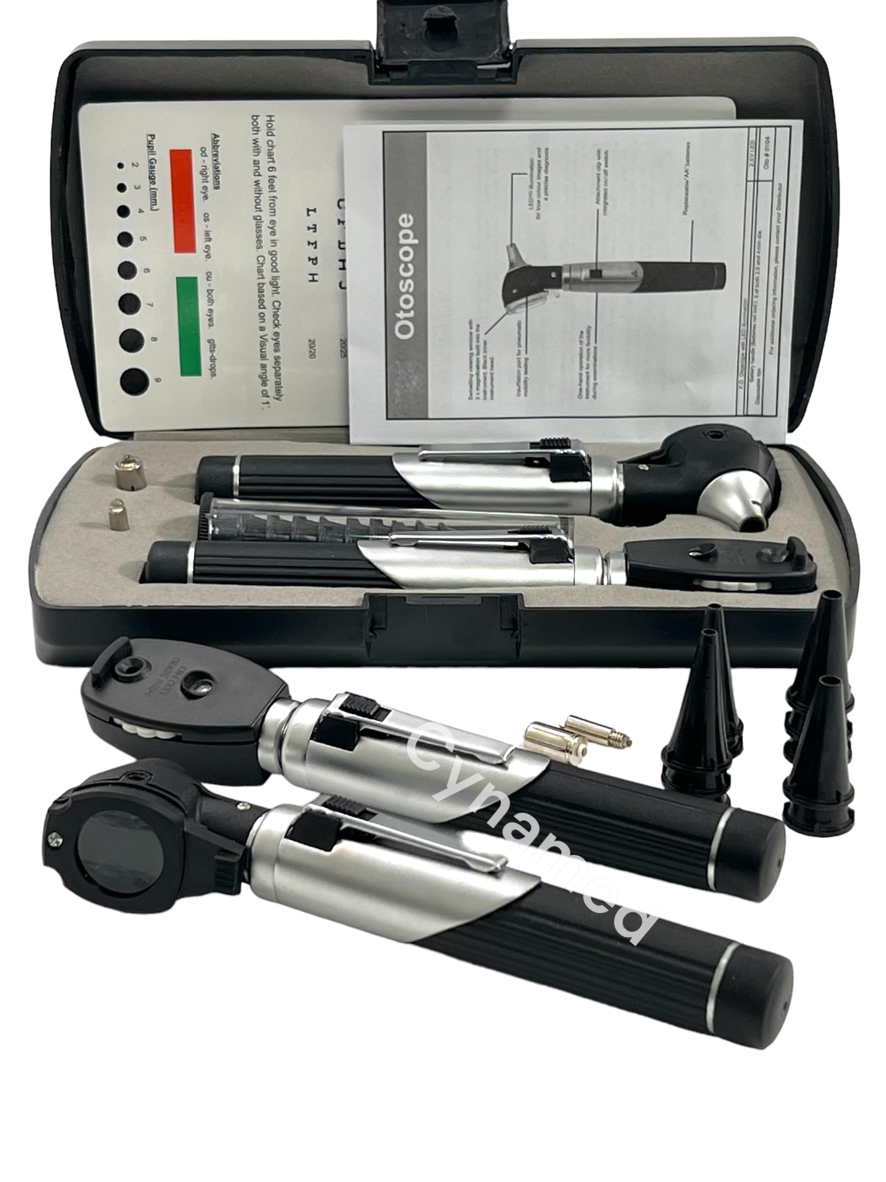 Cynamed - Diagnostix Bright White Led Otoscope Set with Accessories-Multi-Function Otoscope Student Set-Hard Case