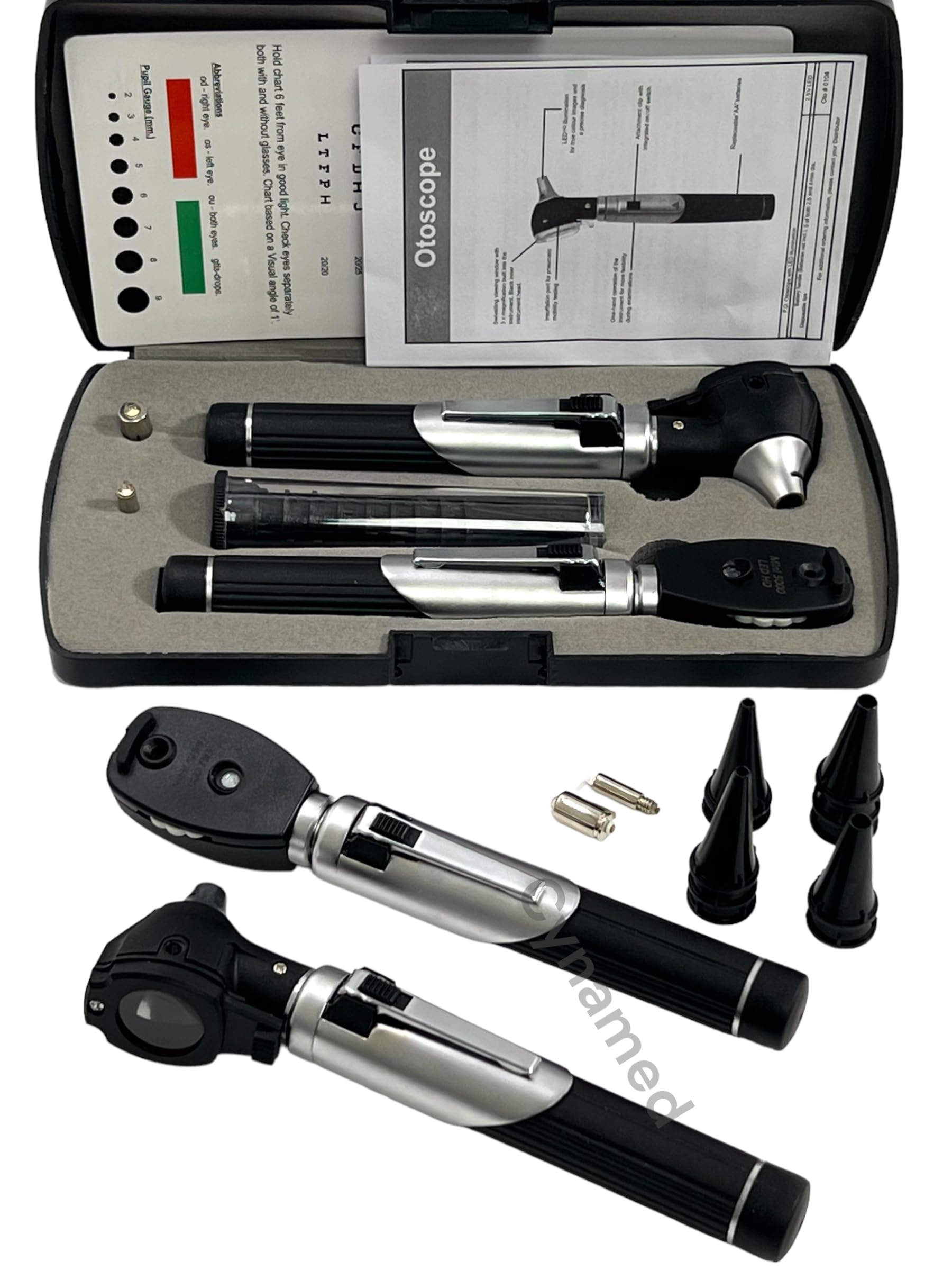 Cynamed - Diagnostix Bright White Led Otoscope Set with Accessories-Multi-Function Otoscope Student Set-Hard Case