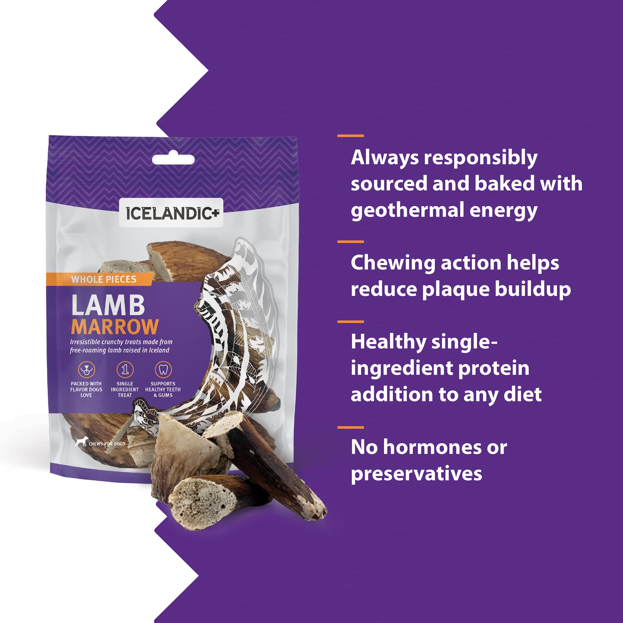 Icelandic+ Lamb Marrow Whole Pieces Dog Chew 4.0-oz Bag