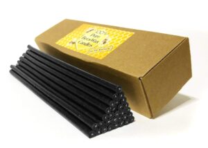 natural pure beeswax candles organic honey eco black color candles in gift box (natural cotton wicks, dripless, smokeless, not taper candles) (black 8 inches (20 cm) 30pcs)