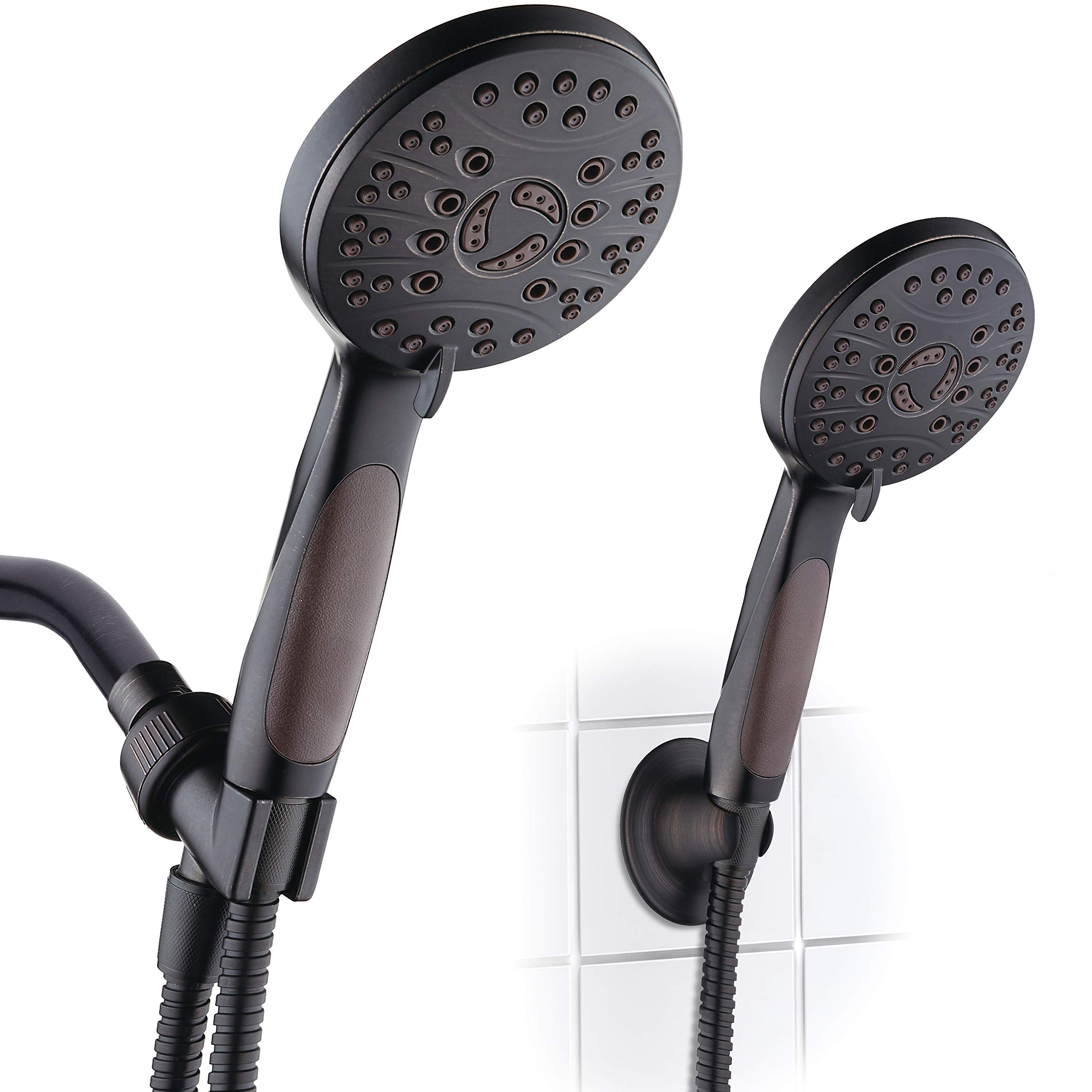 AquaSpa High Pressure 6-Setting Luxury Handheld Shower Head with Extra Wall Bracket, Oil Rubbed Bronze Finish