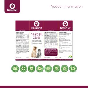 NaturPet Hairball Care | Natural Herbal Drops to Support Digestion, Hairballs, Gas, Bloating | Cats& Dogs | 100mL