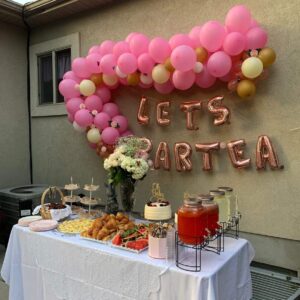 LaVenty LET'S PAR TEA Balloons Tea Party Birthday Banner Tea Party Decorations Lets Par-Tea Party Decor Par Tea Baby Shower Par Tea First Birthday Decoration Flower Garland (Floral Banner)