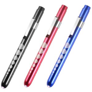 primacare dl-9326 aluminum diagnostic reusable penlights | pupil gauge | 6-inch led medical pen light | professional medical supplies for emt, nurses, doctors, dentists & hospitals | multicolor 3 pack