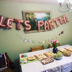 LaVenty LET'S PAR TEA Balloons Tea Party Birthday Banner Tea Party Decorations Lets Par-Tea Party Decor Par Tea Baby Shower Par Tea First Birthday Decoration Flower Garland (Floral Banner)