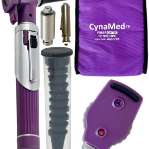 Cynamed Otoscope - Ear Scope with Light, Ear Infection Detector, Both Adult and Pediatric Disposable Specula Tips (Purple)