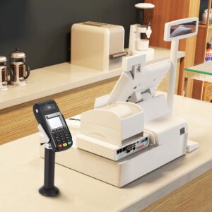 Mount-It! Universal Credit Card POS Terminal Stand for VeriFone Ingenico First Data Card Readers | Adjustable Clamp Width with Tilt, Swivel | Adhesive or Bolt Down Installation