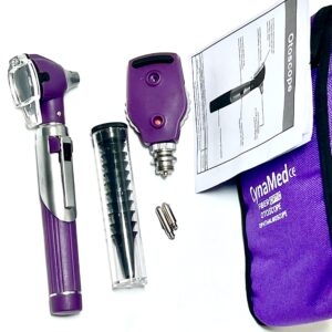 Cynamed Otoscope - Ear Scope with Light, Ear Infection Detector, Both Adult and Pediatric Disposable Specula Tips (Purple)