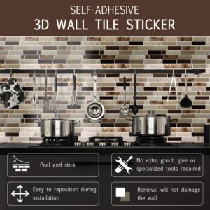 Vamos Tile 12" x 12" Peel and Stick Self Adhesive Kitchen Backsplash, Stick On Tile Backsplash for Kitchen & Bathroom(10 Sheets)