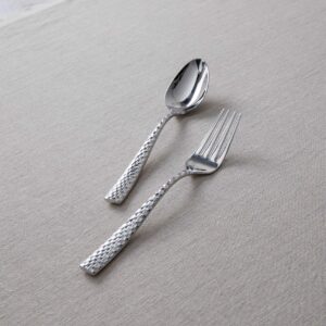 Fortessa Lucca Flatware Set, Hostess Serving Set, Faceted Stainless