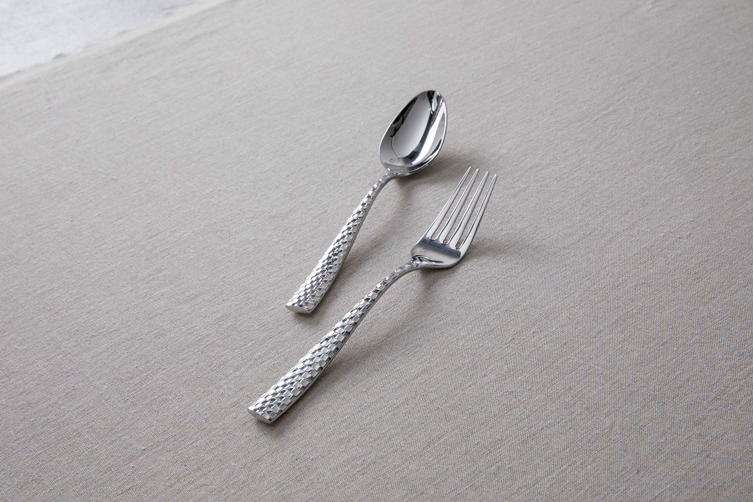 Fortessa Lucca Flatware Set, Hostess Serving Set, Faceted Stainless