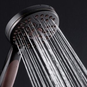 AquaSpa High Pressure 6-Setting Luxury Handheld Shower Head with Extra Wall Bracket, Oil Rubbed Bronze Finish