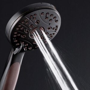 AquaSpa High Pressure 6-Setting Luxury Handheld Shower Head with Extra Wall Bracket, Oil Rubbed Bronze Finish