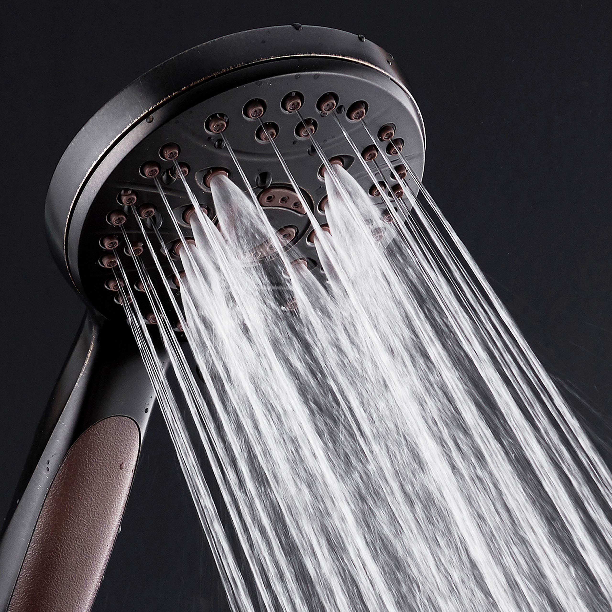 AquaSpa High Pressure 6-Setting Luxury Handheld Shower Head with Extra Wall Bracket, Oil Rubbed Bronze Finish