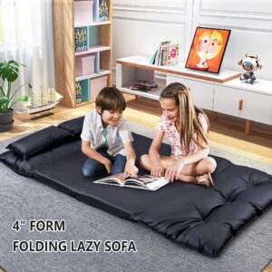 Floor Sofa, Merax Foldable Lazy Sofa Sleeper Bed with 2 Pillows, Adjustable Lounge Sofa Gaming Sofa Floor Couches 5-Position for Bedroom, Living Room, and Balcony, Black