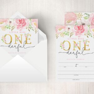 Your Main Event Prints Little Miss ONEderful First Birthday Invitations With Flowers and Butterflies - 20 Invitations - Envelopes Not Included