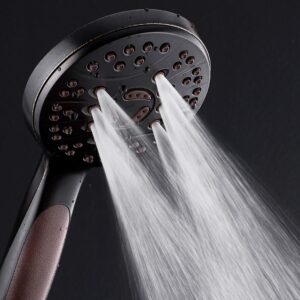 AquaSpa High Pressure 6-Setting Luxury Handheld Shower Head with Extra Wall Bracket, Oil Rubbed Bronze Finish