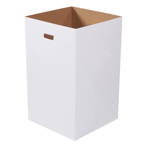 AVIDITI Cardboard Trash Cans and Recycling Bins, 40 Gallon 18"L x 18"W x 30"H 10-Pack | Reuseable and Disposeable Pop Up Garbage Boxes Container for Party, Parties, Recycle, Outdoor Events, White Box