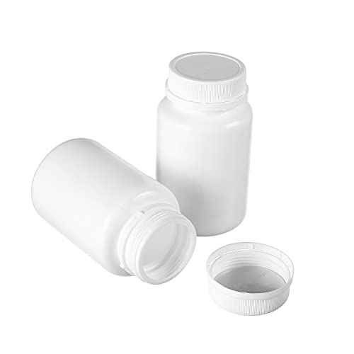 Othmro 20Pcs 5.07oz PE Plastic Containers Lab Chemical Reagent Bottles 150ml Wide Mouth Storage Bottles 32.5mm ID Round Sample Liquid Storage Container Sealing Bottles with Cap for Food Stores White