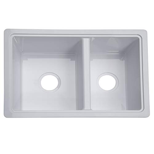 Lippert RV Double Kitchen Galley Sink - 25" x 17" x 6.6" - White — Durable, Space-Saving Sink for RVs and Manufactured Homes - Scratch-Resistant ABS Acrylic - Lightweight and Easy to Install — 809030