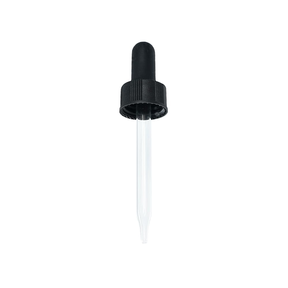 (Pack of 108) 1 oz. Clear Boston Round with Black Glass Dropper