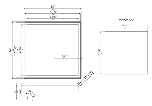 ALFI brand ABNC1616-W Shower Niche, 16"L x 16"W x 4"H, Matte White