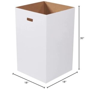 AVIDITI Cardboard Trash Cans and Recycling Bins, 40 Gallon 18"L x 18"W x 30"H 10-Pack | Reuseable and Disposeable Pop Up Garbage Boxes Container for Party, Parties, Recycle, Outdoor Events, White Box