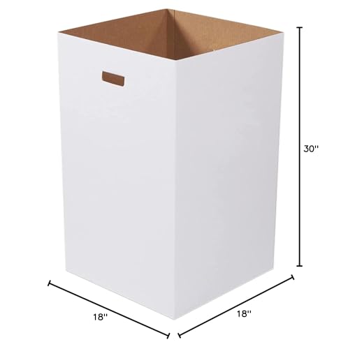 AVIDITI Cardboard Trash Cans and Recycling Bins, 40 Gallon 18"L x 18"W x 30"H 10-Pack | Reuseable and Disposeable Pop Up Garbage Boxes Container for Party, Parties, Recycle, Outdoor Events, White Box