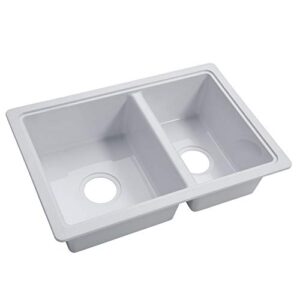 Lippert RV Double Kitchen Galley Sink - 25" x 17" x 6.6" - White — Durable, Space-Saving Sink for RVs and Manufactured Homes - Scratch-Resistant ABS Acrylic - Lightweight and Easy to Install — 809030