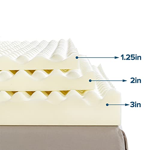 ZINUS 2 Inch Copper Cooling Memory Foam Mattress Topper With Airflow Design, Full, White