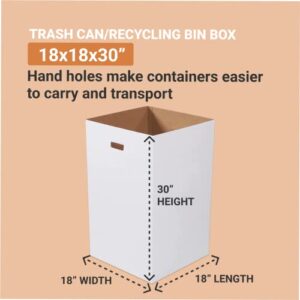 AVIDITI Cardboard Trash Cans and Recycling Bins, 40 Gallon 18"L x 18"W x 30"H 10-Pack | Reuseable and Disposeable Pop Up Garbage Boxes Container for Party, Parties, Recycle, Outdoor Events, White Box