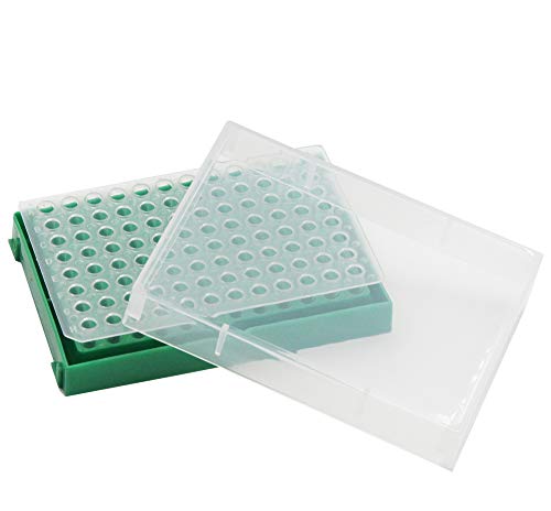 PCR Tube Rack for 0.2ml Micro-Tubes, 8 x 12 Array Pack of 5(Blue/Light Blue/Yellow/Purple/Green)