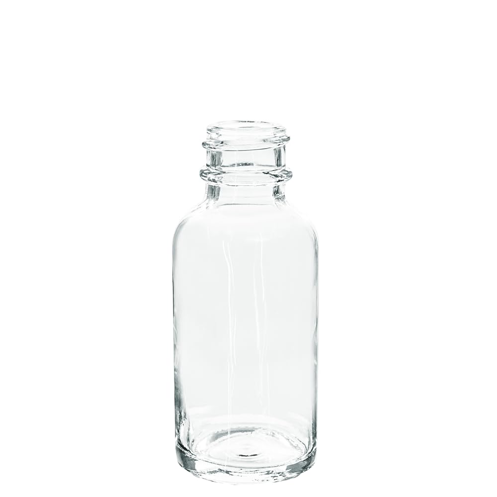 (Pack of 108) 1 oz. Clear Boston Round with Black Glass Dropper