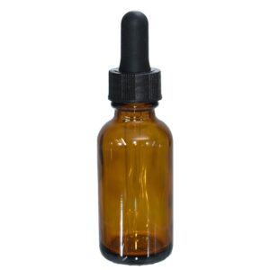 (Pack of 108) 1 oz. Amber Boston Round with Black Glass Dropper