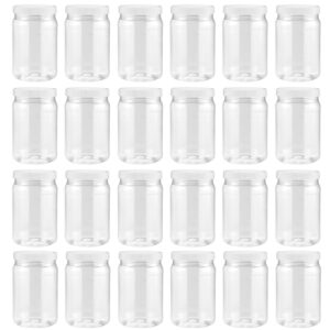 smart solutions clear plastic mason jars (18 oz 24 pack) | with screw-on airtight lids | refillable | no bpa | perfect for crafts, herbs, slime, food & liquids | made in usa