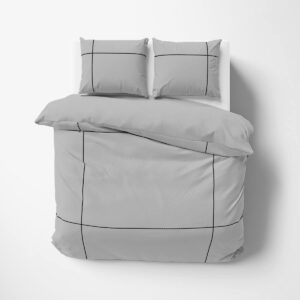 kotton culture 3 piece luxe geo geometric duvet cover set with zipper closure & corner ties 100% egyptian cotton plush modern 600 thread count (silver, queen)