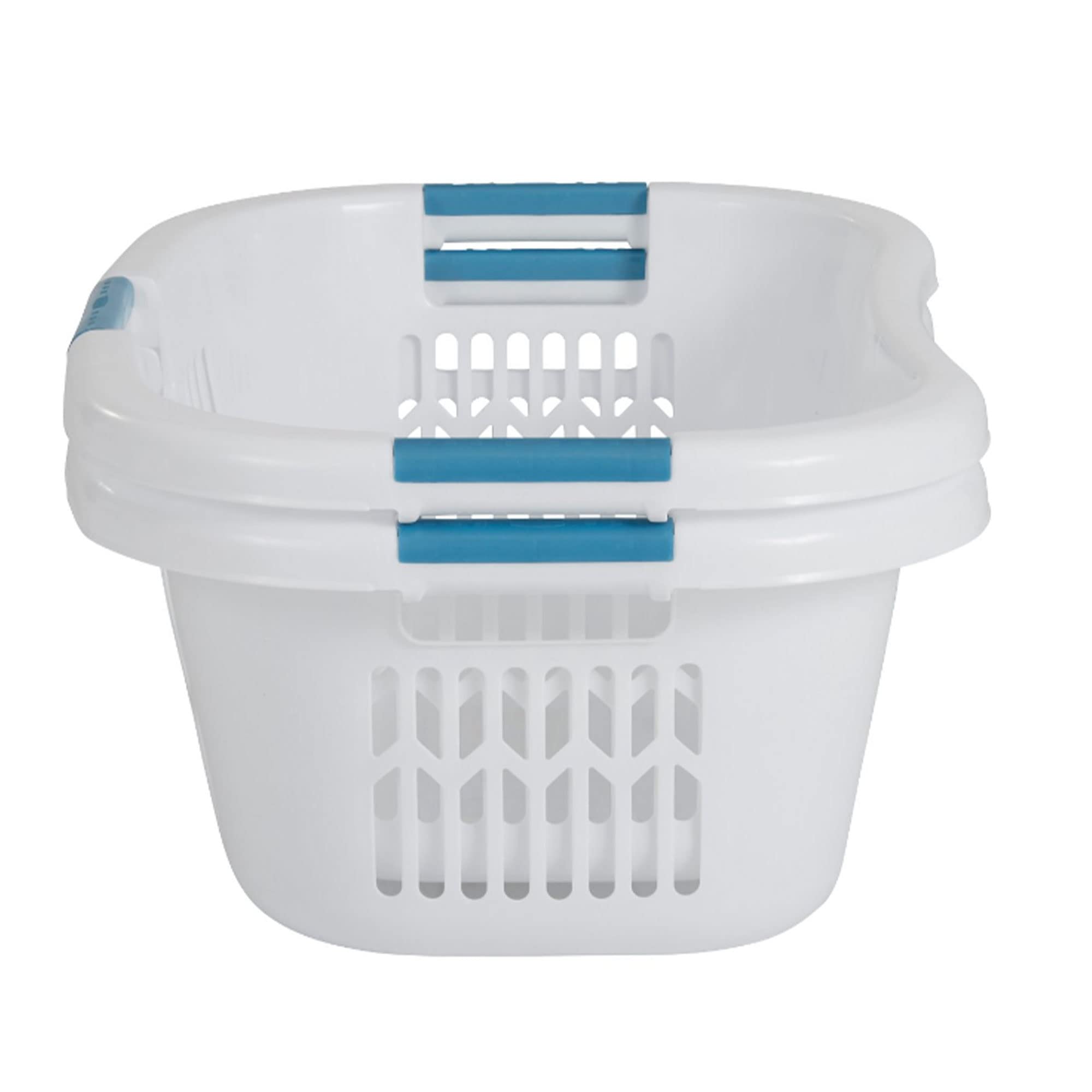 Rubbermaid 2.1-Bushel Small Hip-Hugger Portable Plastic Laundry Basket with Grab-Through Handles, White (4-Pack)