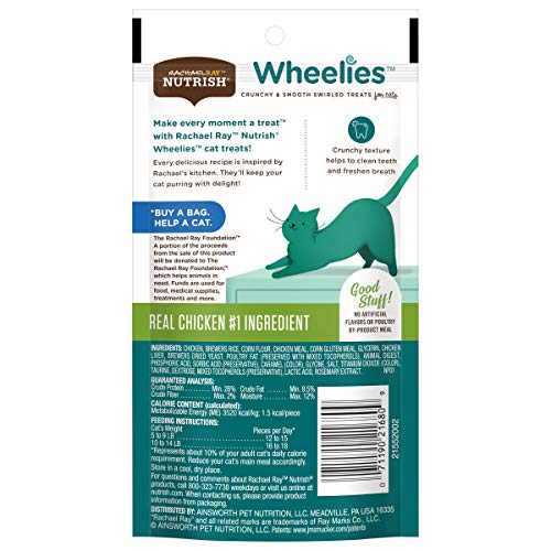 Rachael Ray Nutrish Wheelies Cat Treats, Chicken, 2.2 Ounces (Pack of 12)