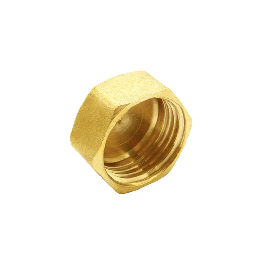 Joywayus Brass Plug Hex Head end Pipe caps 1/2" NPS Female Thread (3/4" ID) with Rubber Gasket (Pack of 4)