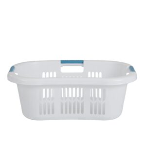 Rubbermaid 2.1-Bushel Small Hip-Hugger Portable Plastic Laundry Basket with Grab-Through Handles, White (4-Pack)