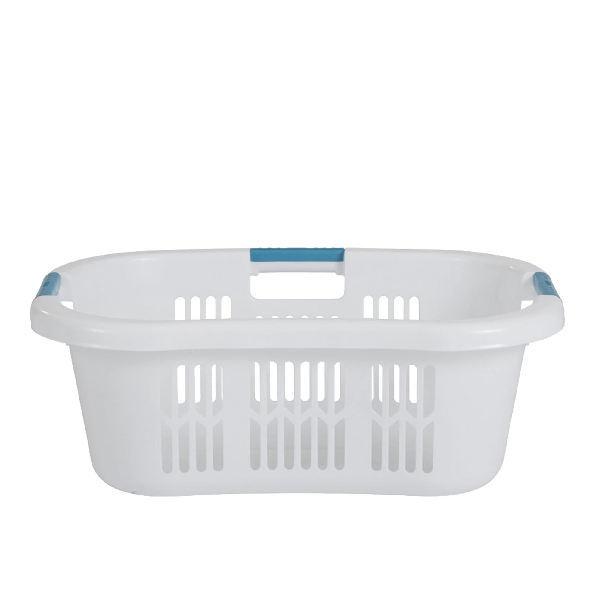 Rubbermaid 2.1-Bushel Small Hip-Hugger Portable Plastic Laundry Basket with Grab-Through Handles, White (4-Pack)