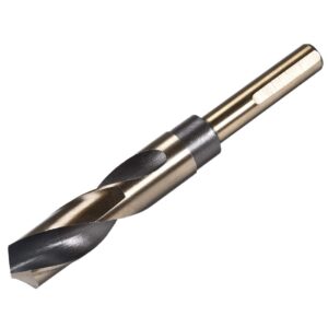 uxcell reduced shank twist drill bits 20mm black nitride & gold titanium coated high speed steel 4341 with 10mm (3/8") shank for stainless steel alloy metal plastic wood