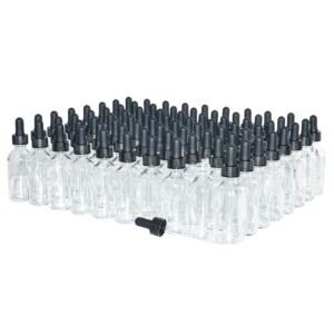 (pack of 80) 2 oz. clear boston round with black glass dropper