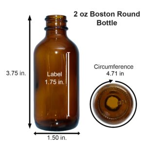 (Pack of 80) 2 oz. Amber Boston Round with Black Glass Dropper