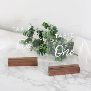 10 Pack Clear Acrylic Sign for Table Numbers, 5x7 Inch Acrylic Sign Blanks Acrylic Sheets 1/8 inch Thick, Use for DIY Table Numbers Wedding Table Signs Display Stand Signs for Wedding Party Events