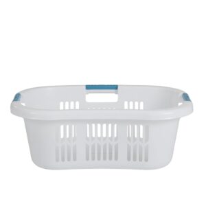 Rubbermaid 2.1-Bushel Small Hip-Hugger Portable Plastic Laundry Basket with Grab-Through Handles, White (6-Pack)