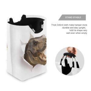 SUABO Laundry Hamper Round Storage Dinosaur T-Rex Through The Paper Wall Large Storage Basket Clothes Laundry Hamper Toy Books Holder Collapsible Basket