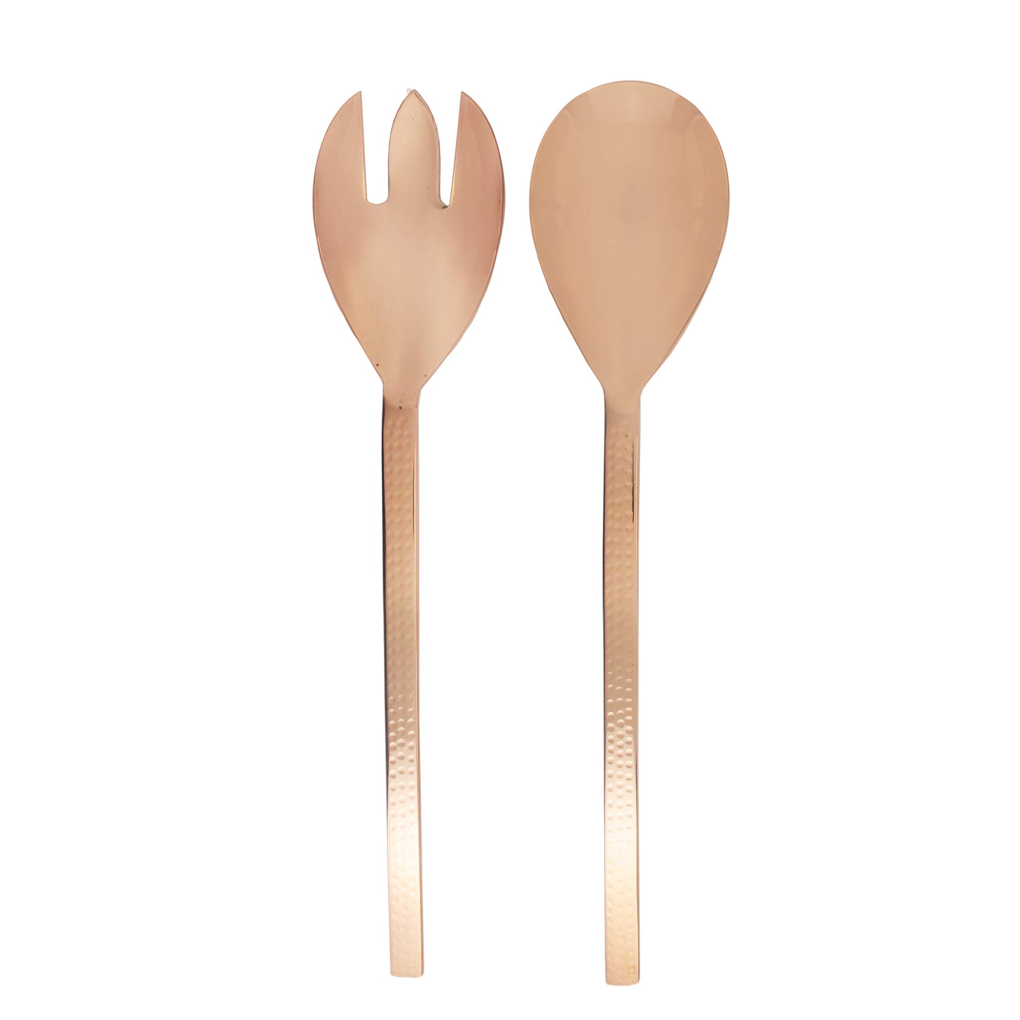 American Atelier Hammered Arty Essentials Serving 2-Piece Stainless Steel Set with Decorative Handles Perfect for Salad Lovers, Parties, Entertaining, Gifts, Copper